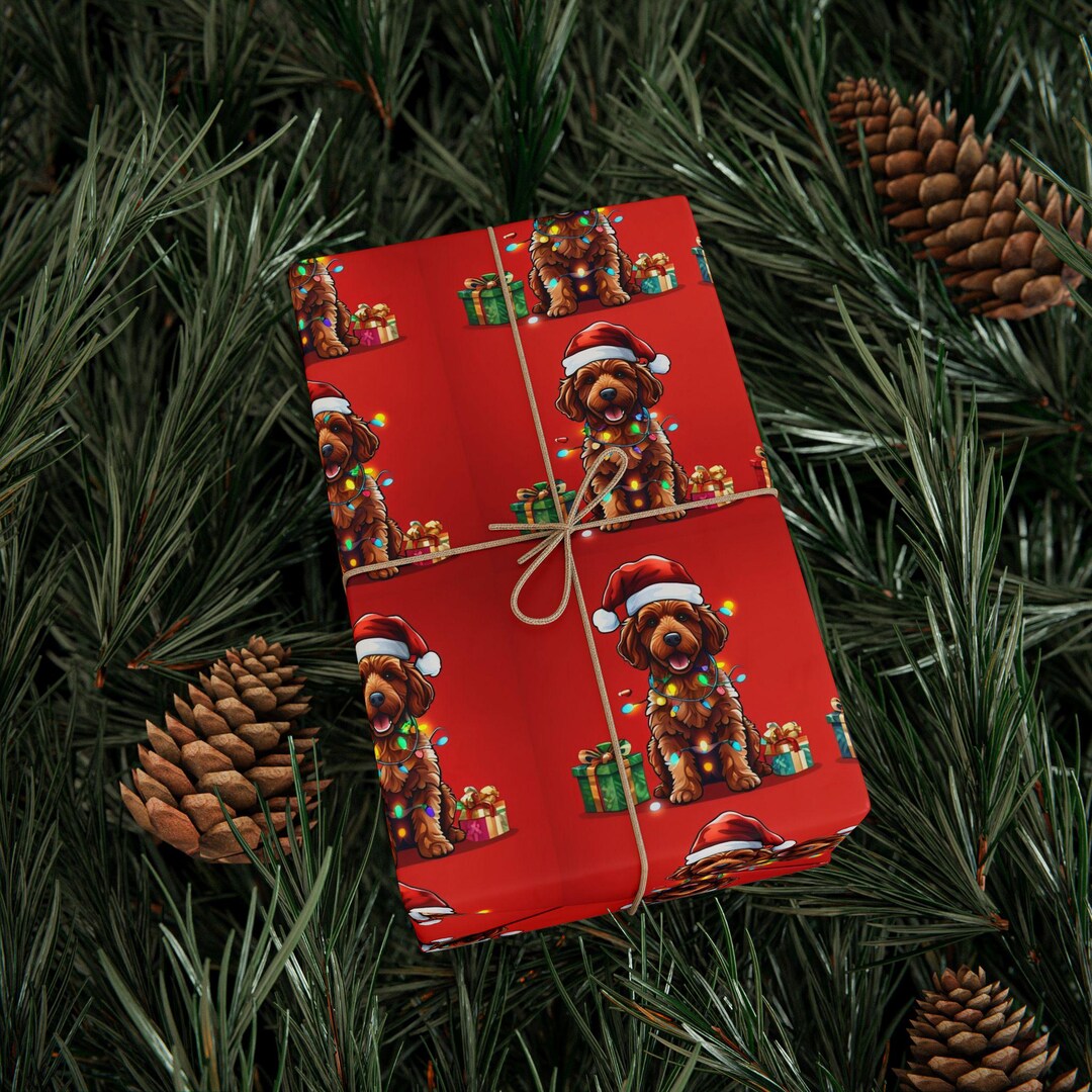 Labradoodle Christmas Wrapping Paper: Santa Hat Dog Gift Wrap - Etsy