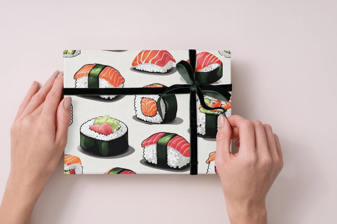 Wrapping Paper, Cute Sushi Gift Wrap, Foodie Present Packaging ...