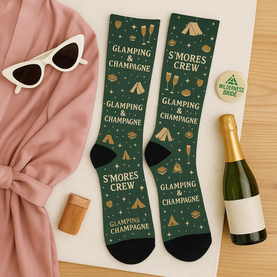 Glamping Bachelorette Crew Socks Smores Crew Champagne Camp Design ...