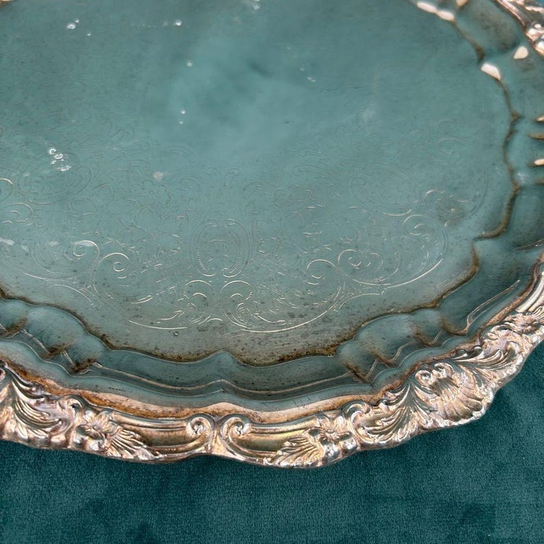 Vintage Towle Silver Plate Ornate Footed Round Tray Platter - Etsy Canada