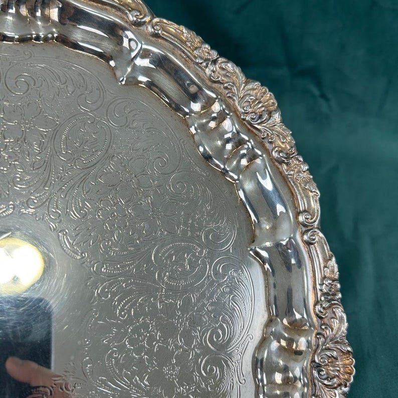 Vintage Towle Silver Plate Ornate Footed Round Tray Platter - Etsy Canada