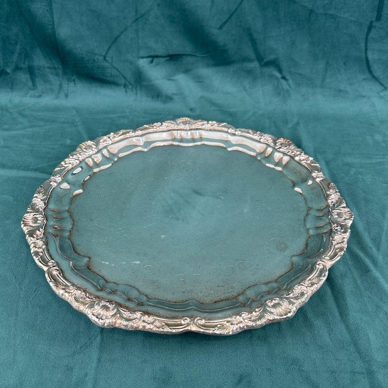 Vintage Towle Silver Plate Ornate Footed Round Tray Platter - Etsy Canada