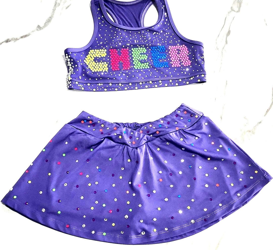 Girls / Tween Custom Rhinestone Bling Cheer Practice Outfit / Athletic ...