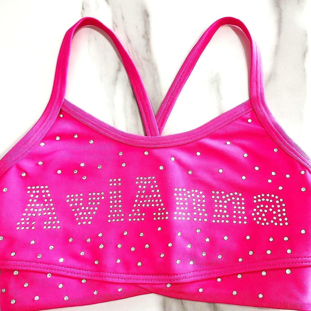Custom Personalized Rhinestone Sports Bra Crop Top Girls Tween - Etsy