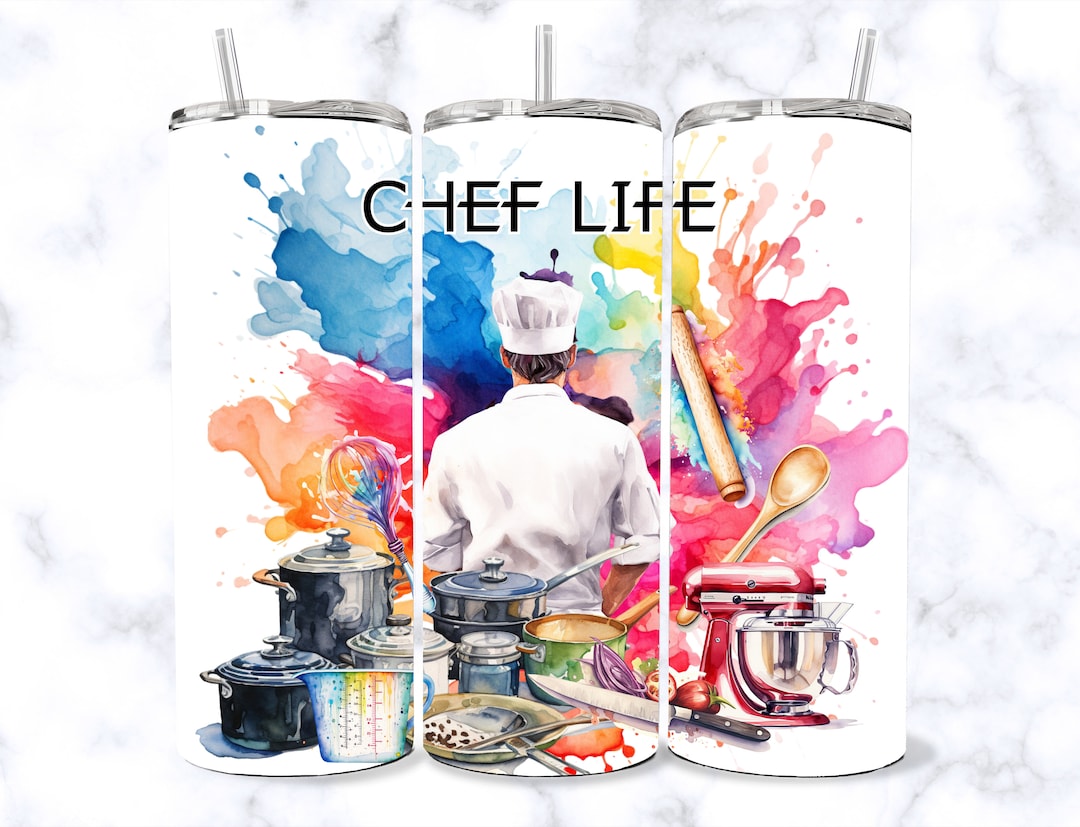 Chef's Life 20oz Skinny Tumbler Sublimation Designs, Chef's PNG File ...