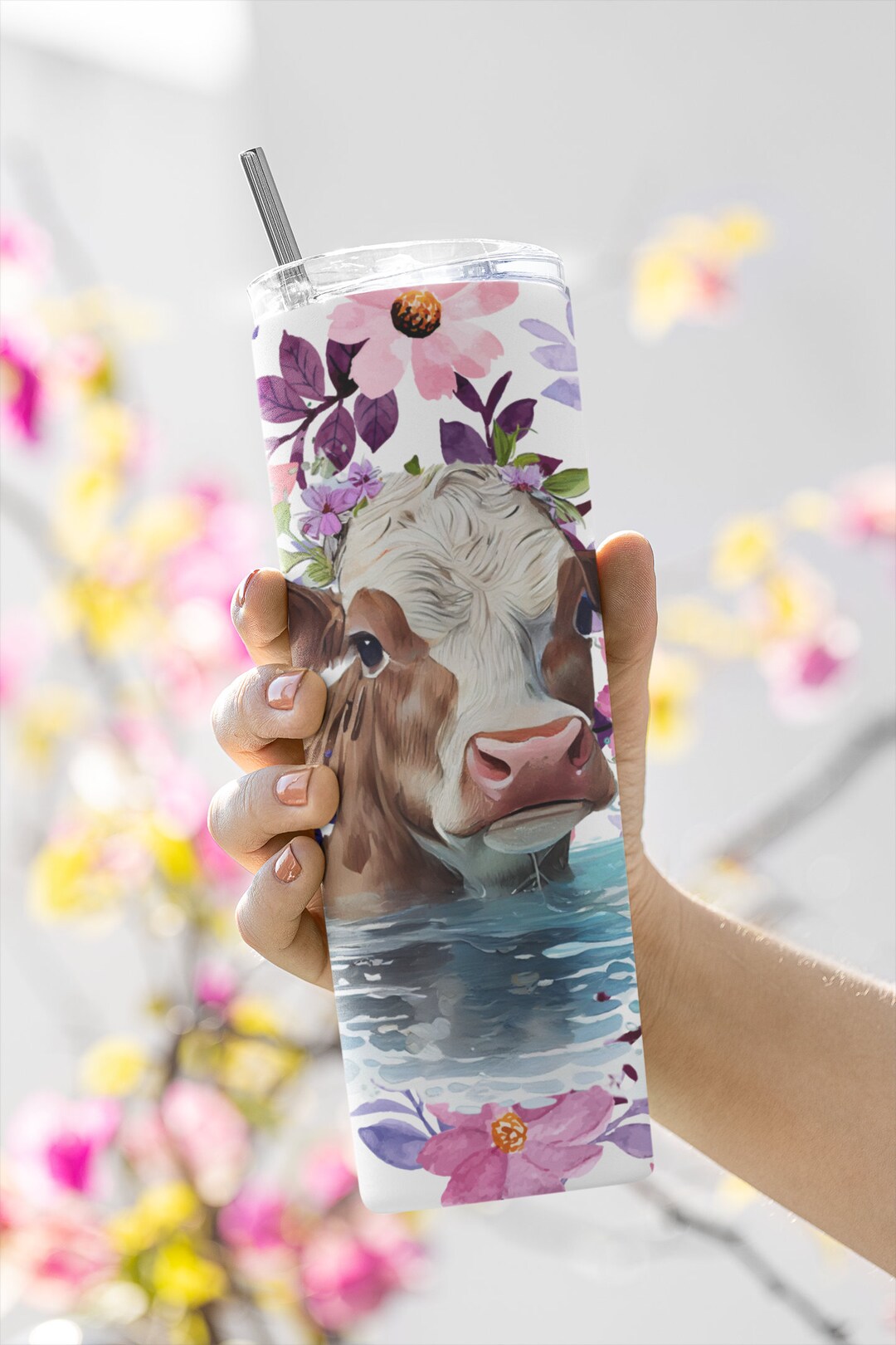 Cow Tumbler Design Baby Cow Wrap Cow Png Floral Cute Cow - Etsy