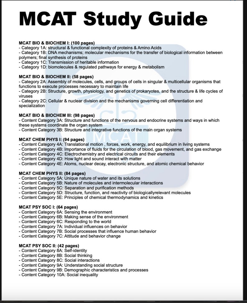 2025-2026 Comprehensive MCAT Study Guide- Sale - Etsy
