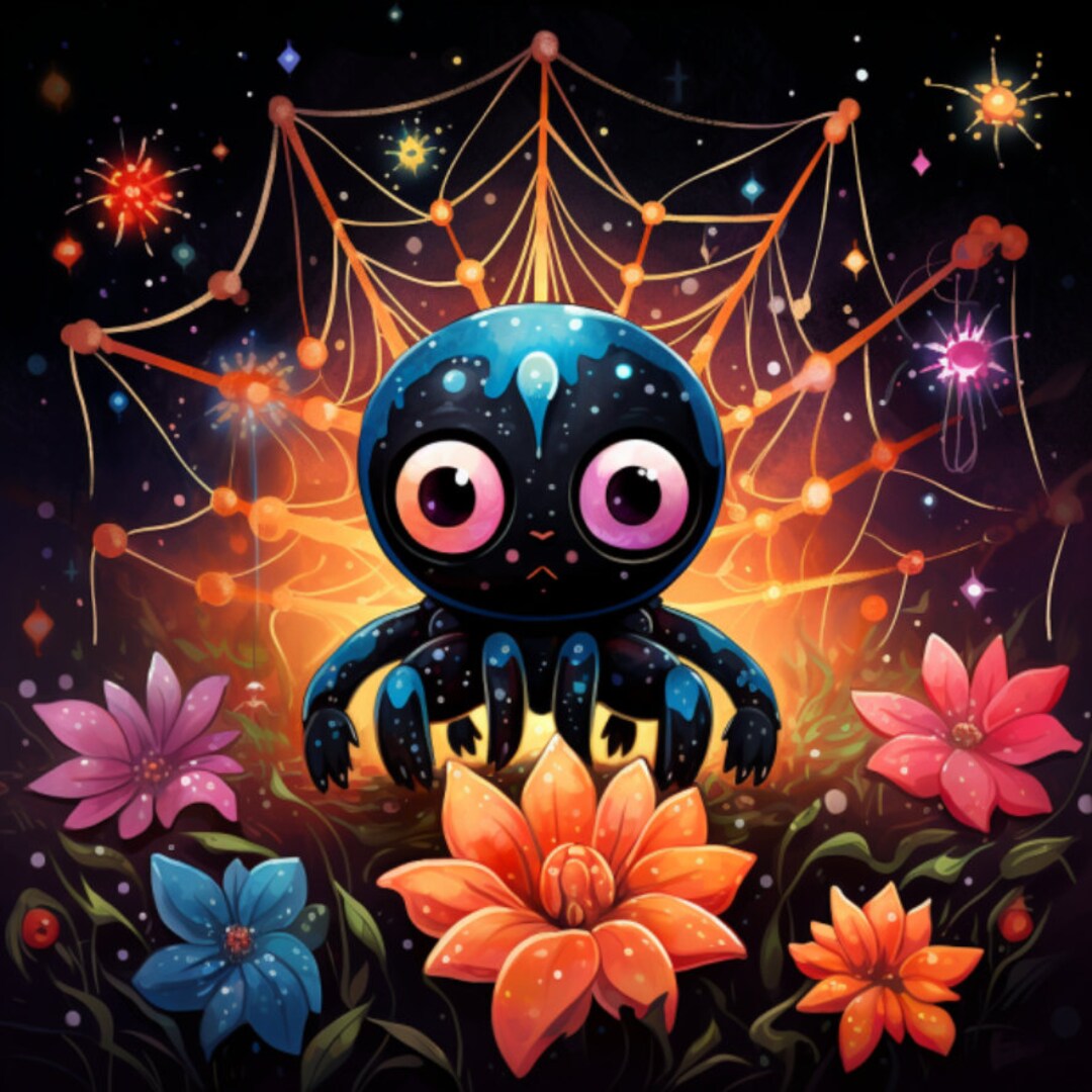 Cartoon Pouting Spider Sticker - Etsy