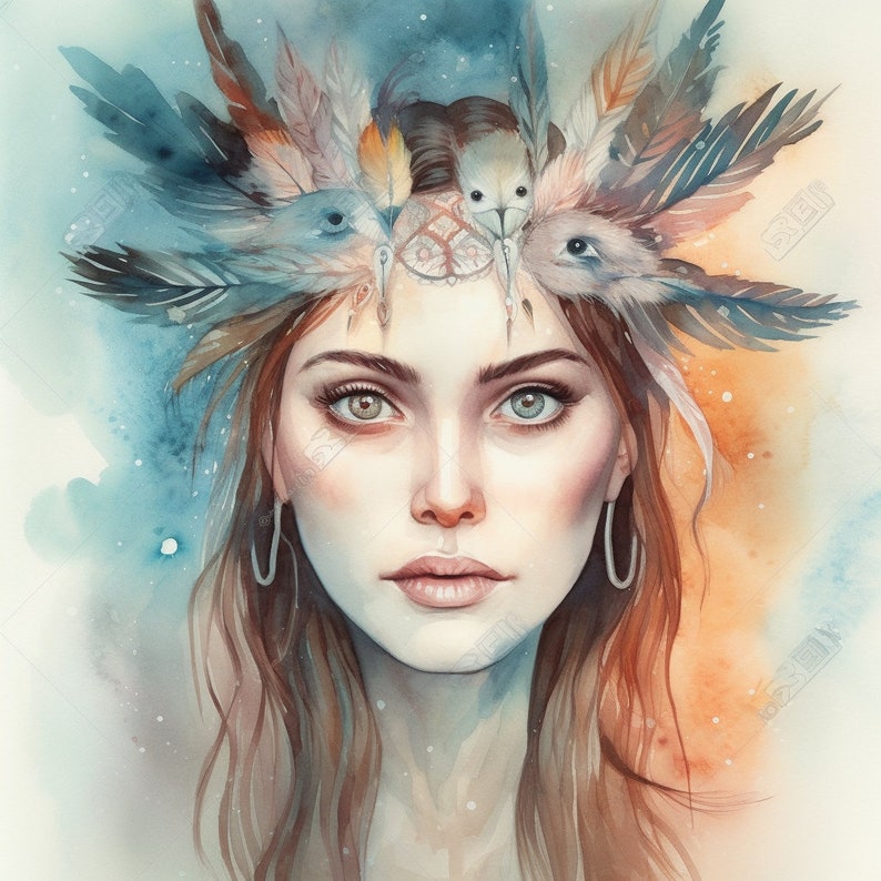 Spirit Guide Drawing and Reading Stylized Watercolour - Etsy