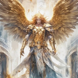 Archangel Drawing and Reading, Watercolour Picture of Angel, Guides and ...