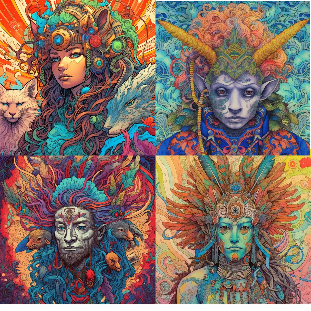 Stylized Spirit Guide Drawing and Reading, Cosmopunk Style Spirit ...