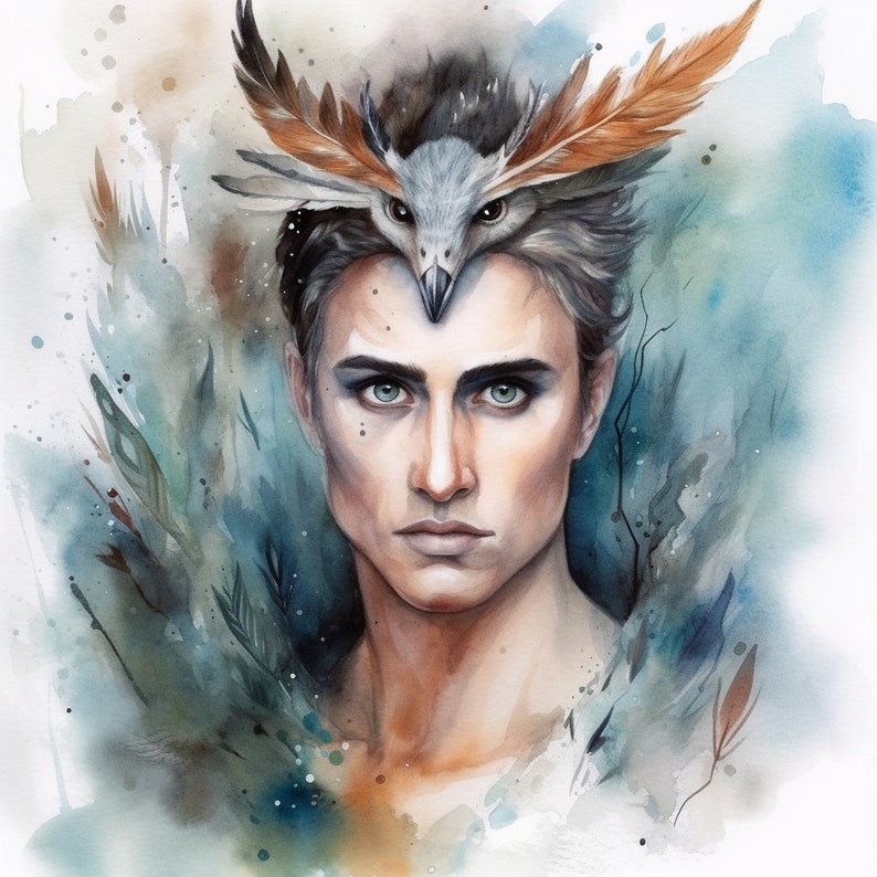 Spirit Guide Drawing and Reading Stylized Watercolour - Etsy