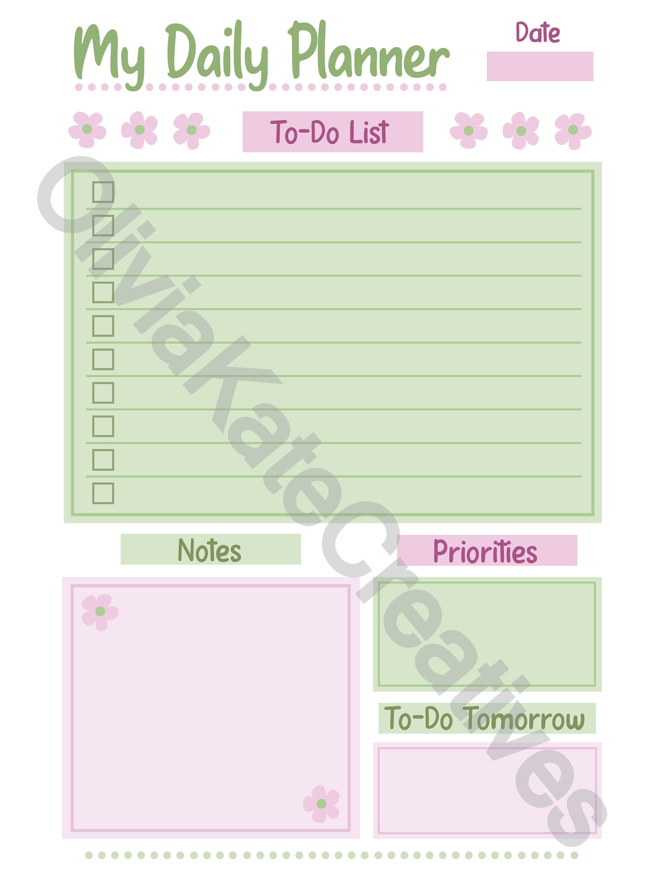 My Daily Planner Digital / Printable Organisation Planner for Notes and ...