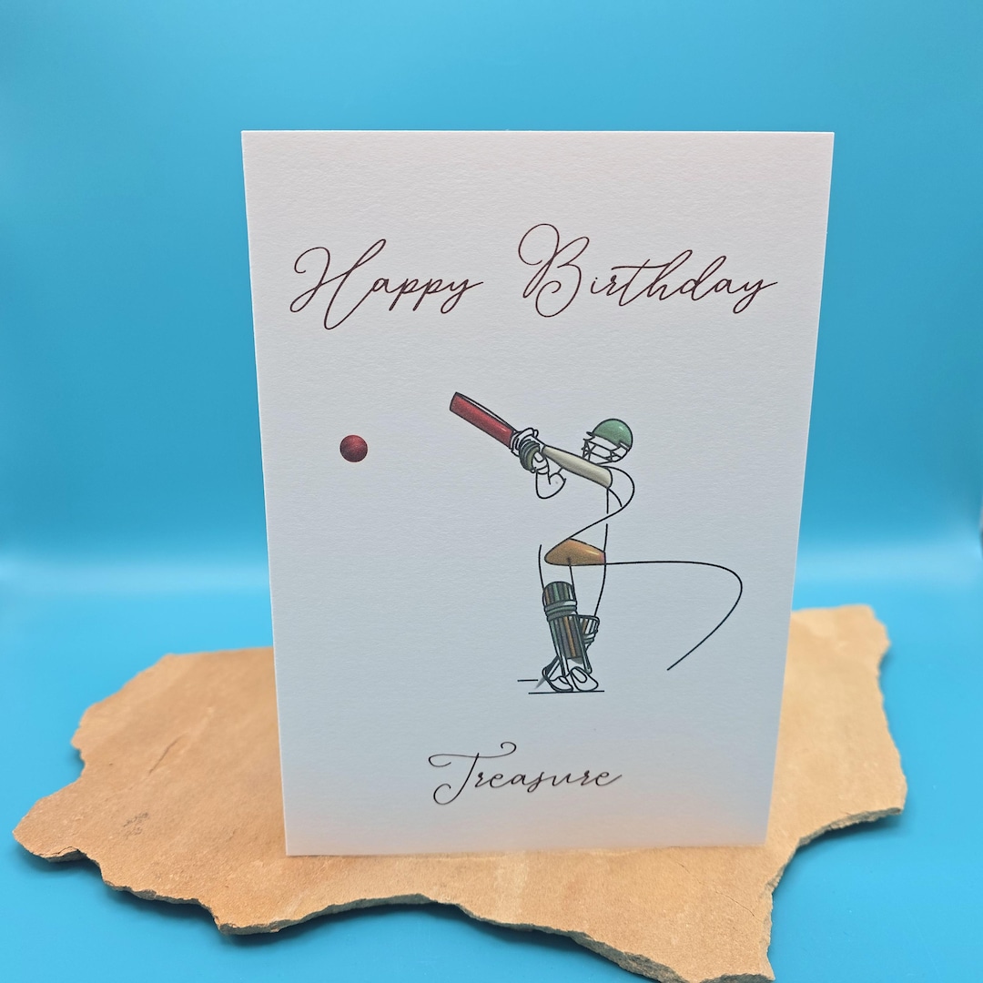 Cricketer Birthday Card | Cricket Lover Card - Handmade - 04 - Etsy