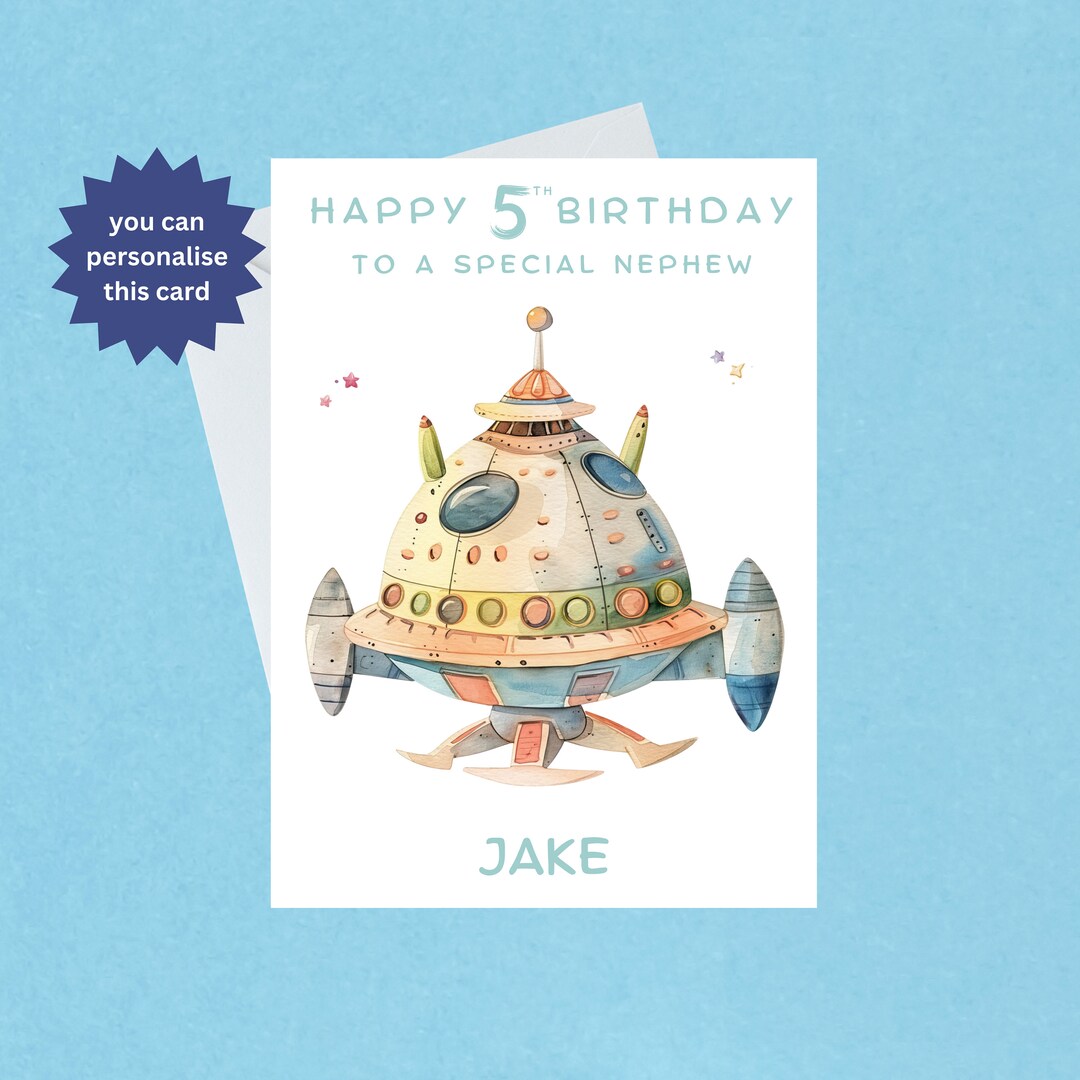 Space Themed Birthday Card With Name and Age - for Son Daughter ...