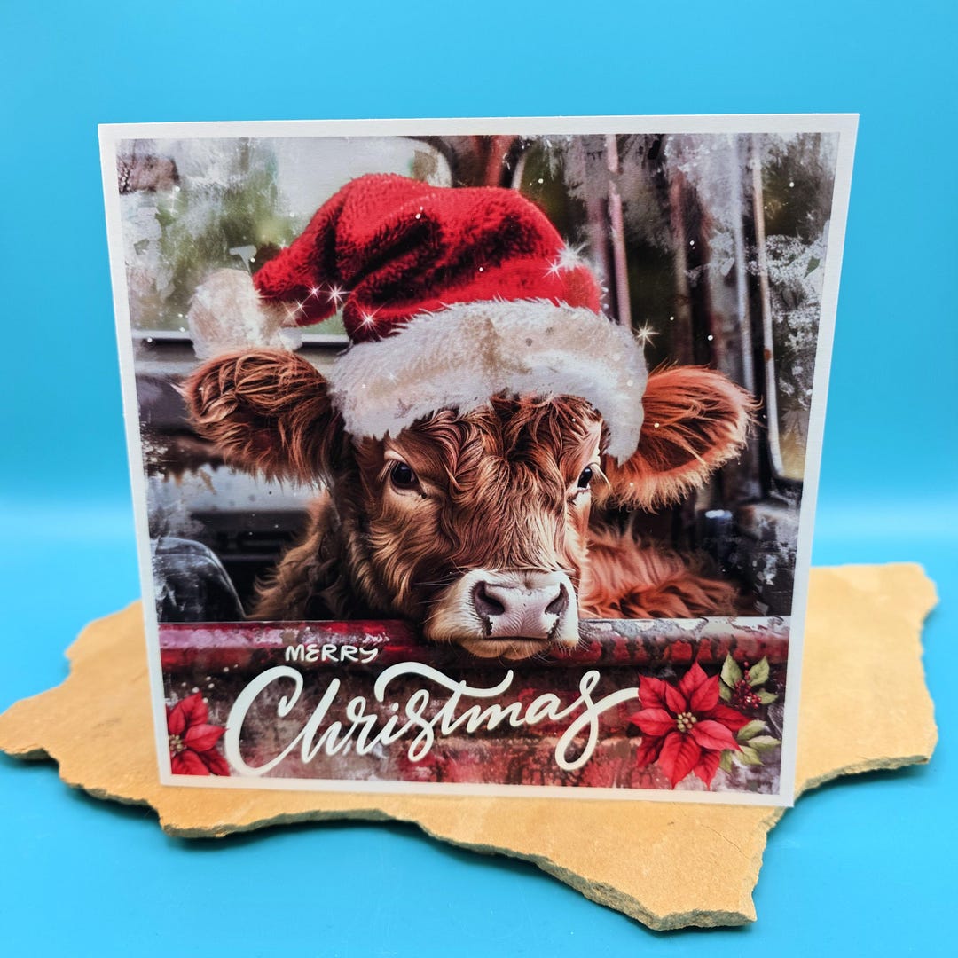 Highland Cow Deluxe Christmas Card 6 X 6, Luxury Highland Coo Christmas ...