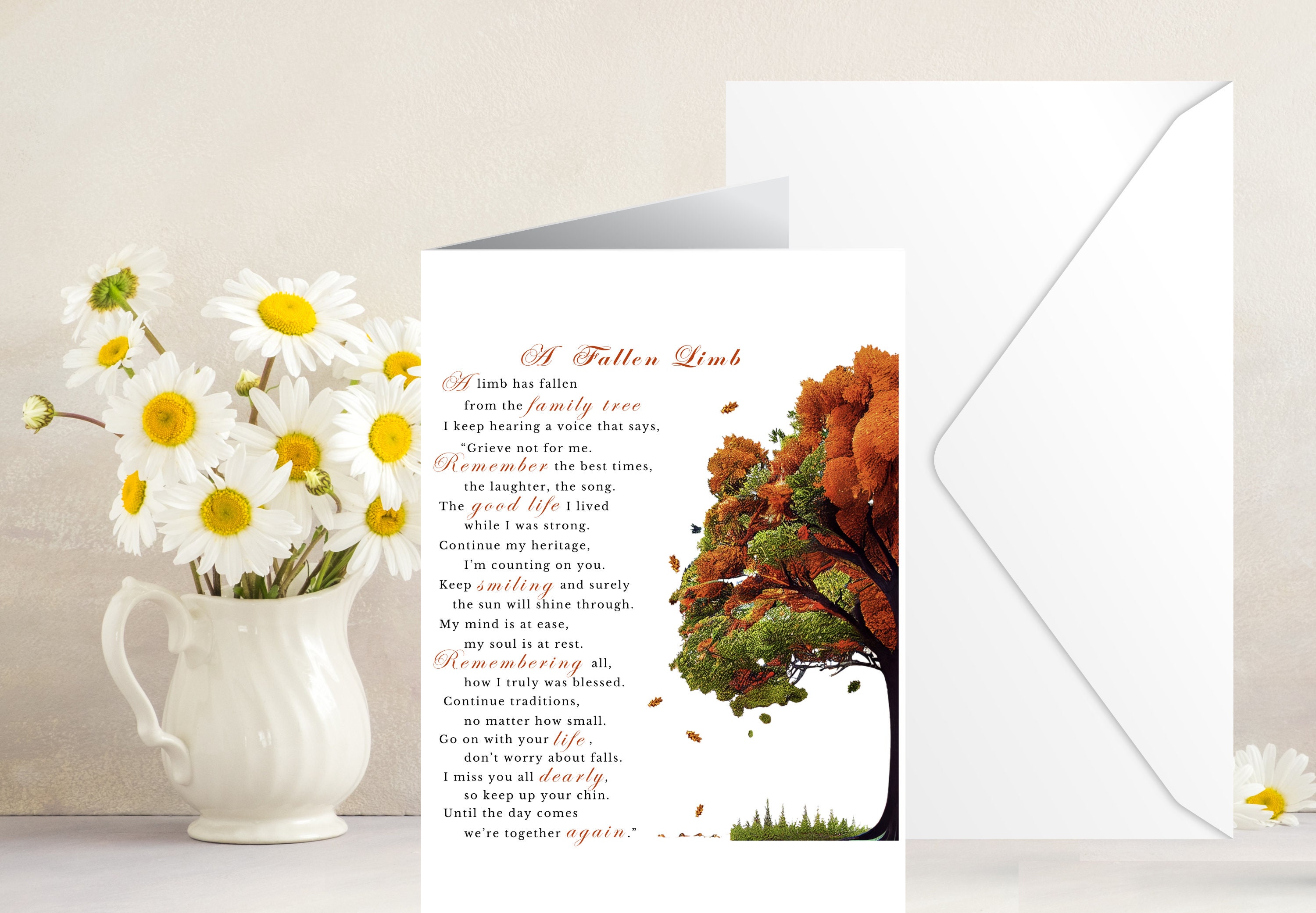 A Fallen Limb Bereavement Card - in Memory of A Lost Loved One ...