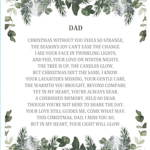 I Miss You at Christmas Poem - Card With Verse to Remember Loved One at ...