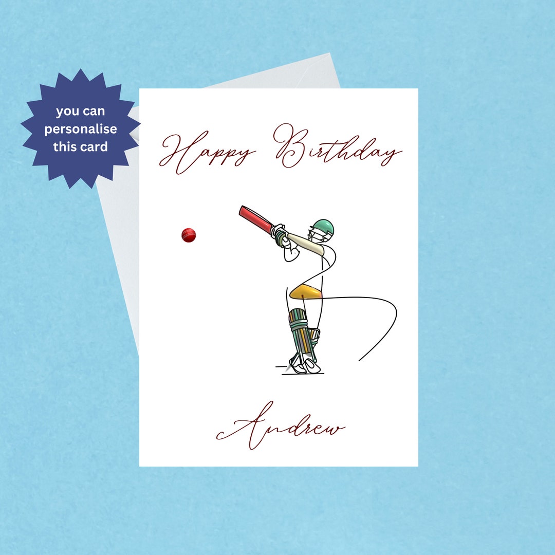 Cricketer Birthday Card Cricket Lover Card Handmade 04 - Etsy