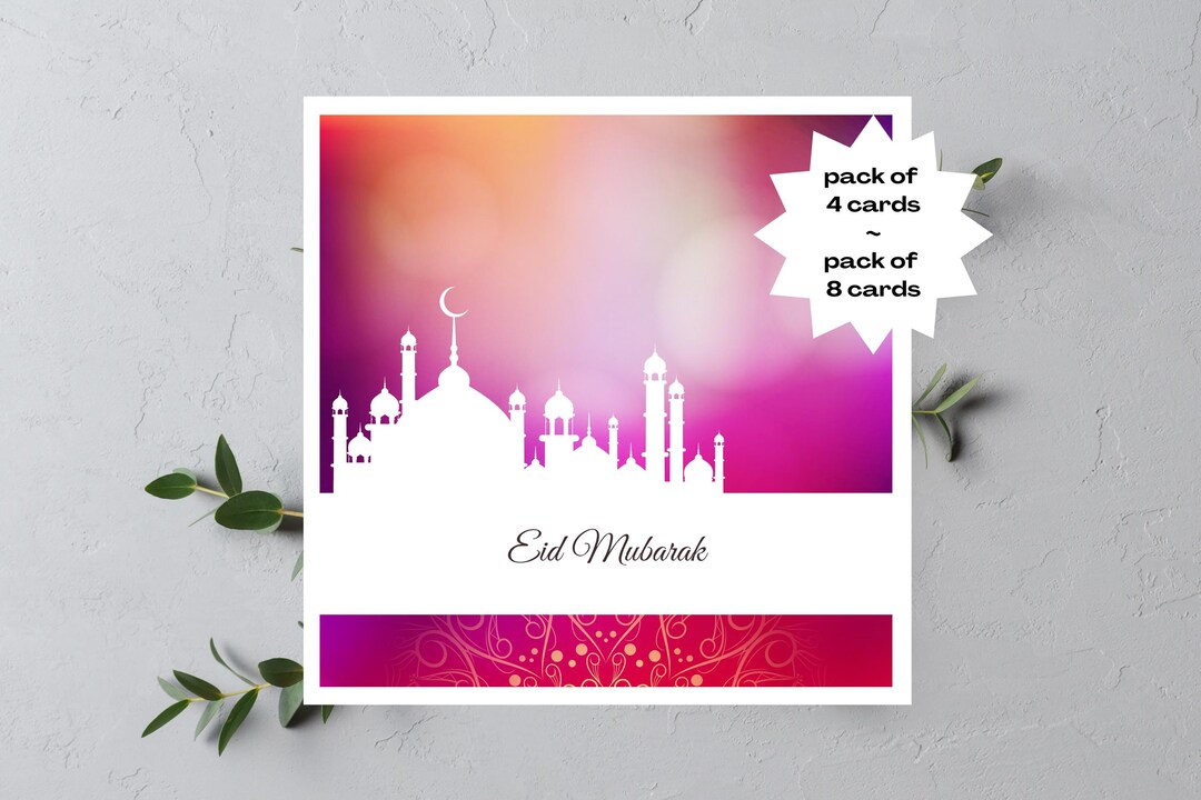 Eid Cards Pack of 4 or Pack of 8 Ramadan Multipack Islamic Gift Giving ...