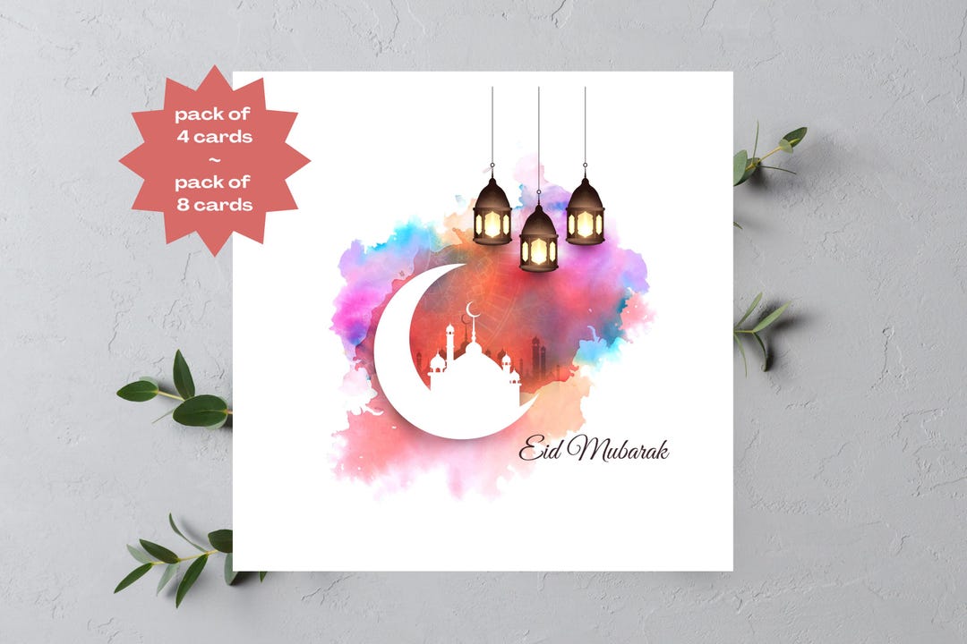 Eid Cards Pack of 4 or Pack of 8 Ramadan Multipack Islamic Gift Giving ...
