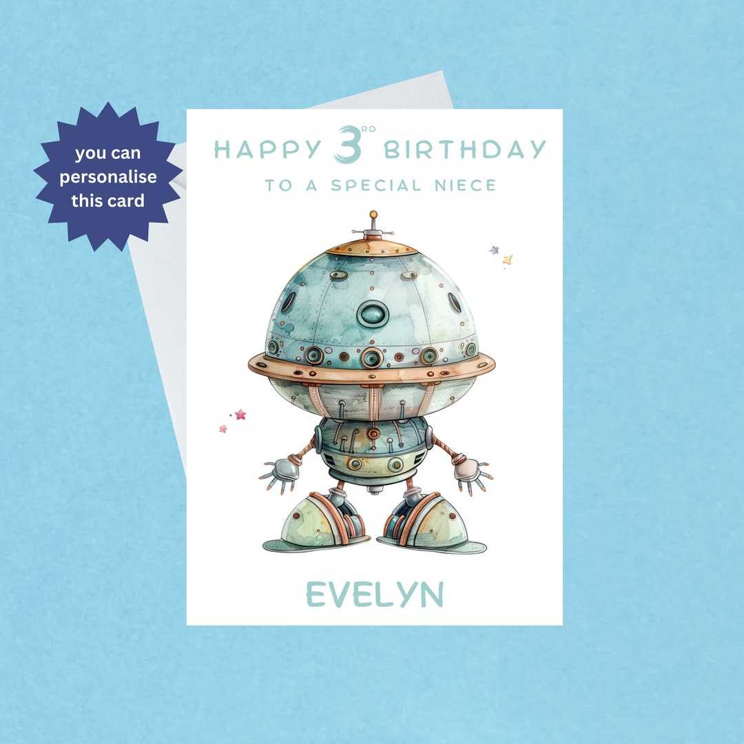 Space Themed Birthday Card With Name and Age Card for Son Daughter ...