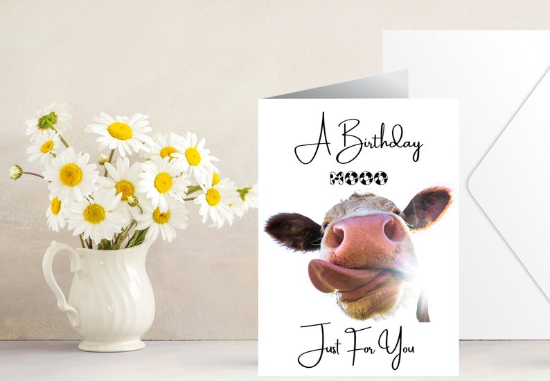Funny Cow Birthday Card Funny Cow Close up Card Rude Cow - Etsy