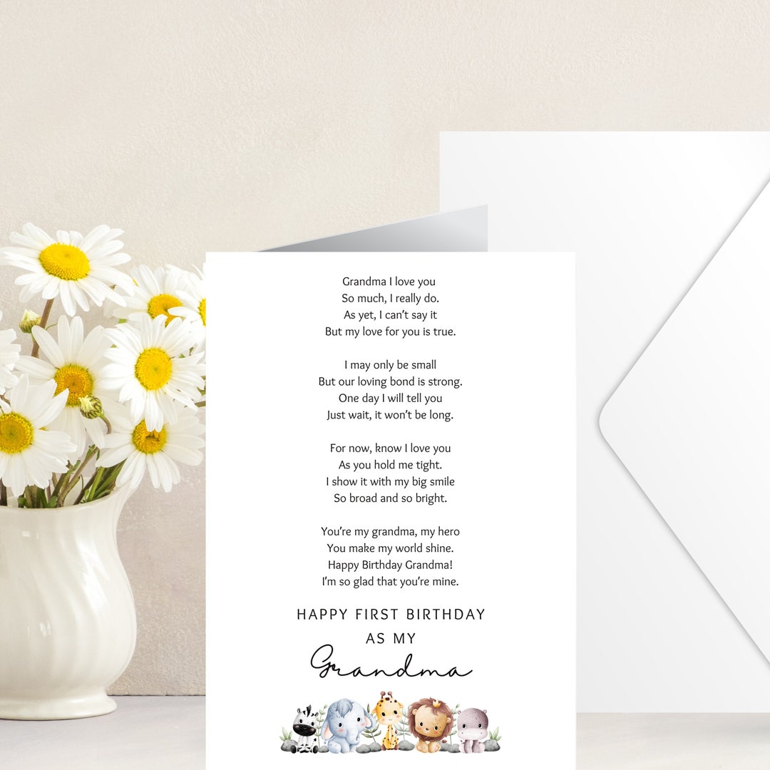 Happy 1st Birthday as My Grandma Card Happy Birthday Grandma - Etsy