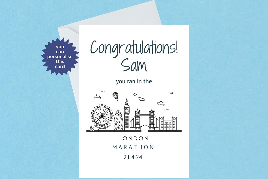 Congratulations London Marathon Card Personalised London Marathon 21st ...