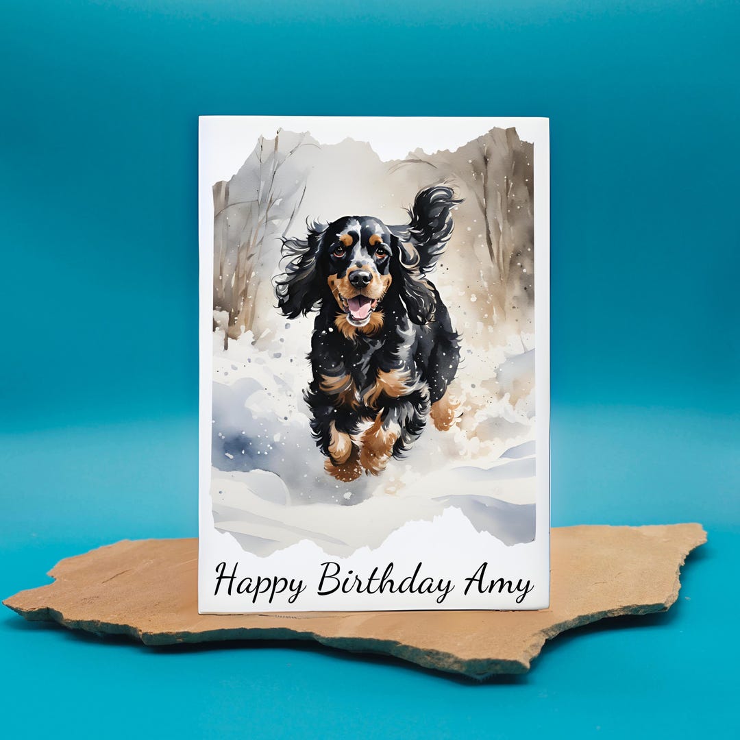 Black and Tan Cocker Spaniel Birthday Card, Cocker Spaniel Christmas ...
