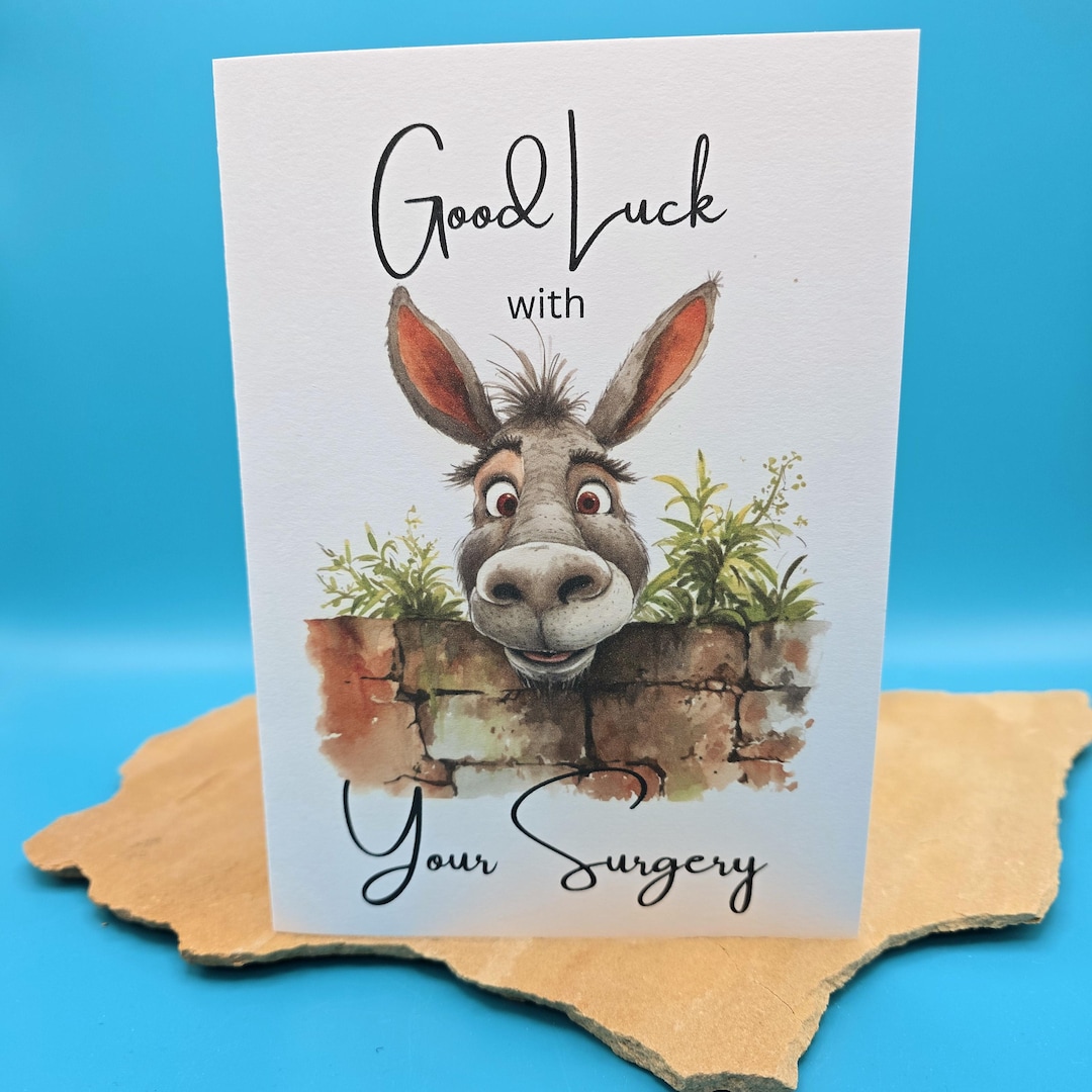 Good Luck With Your Surgery Funny Donkey Card - Cute Donkey Hospital ...