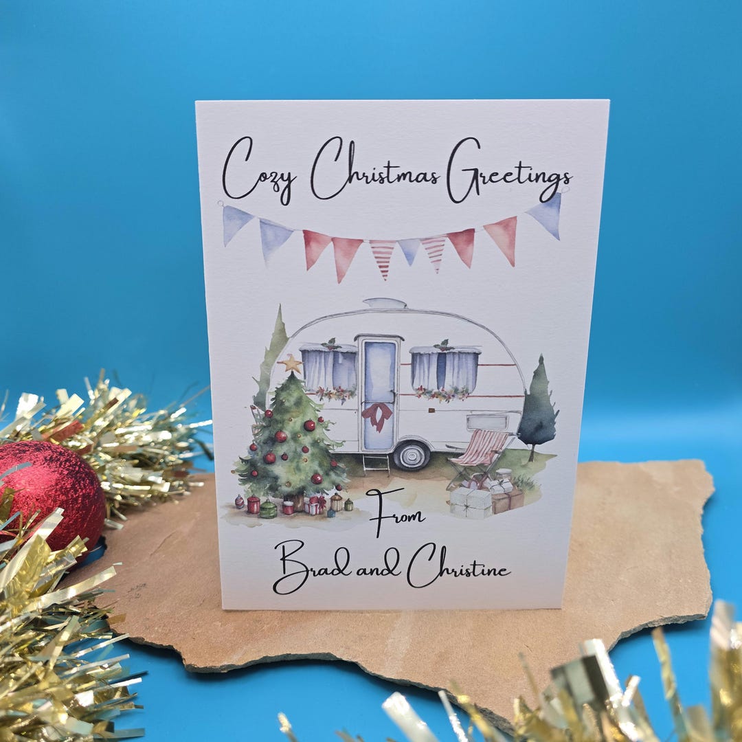 Cosy Caravanner Christmas Card - Christmas Caravan Card - Caravan ...
