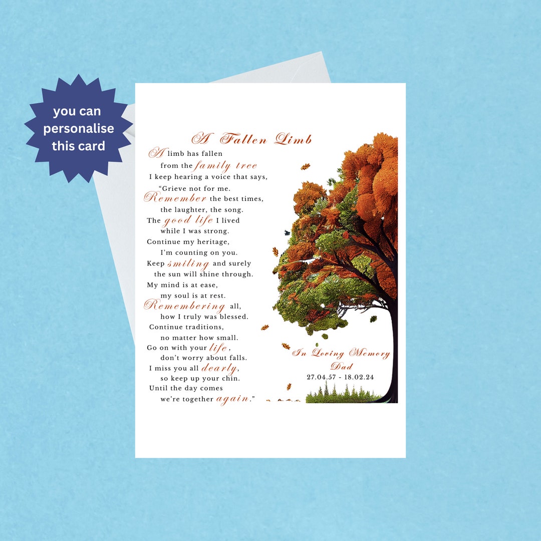 A Fallen Limb Bereavement Card in Memory of A Lost Loved One Sympathy ...