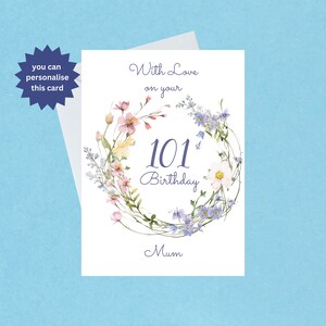 101st Birthday Card Customized 101 Card Customised Centenary Birthday ...