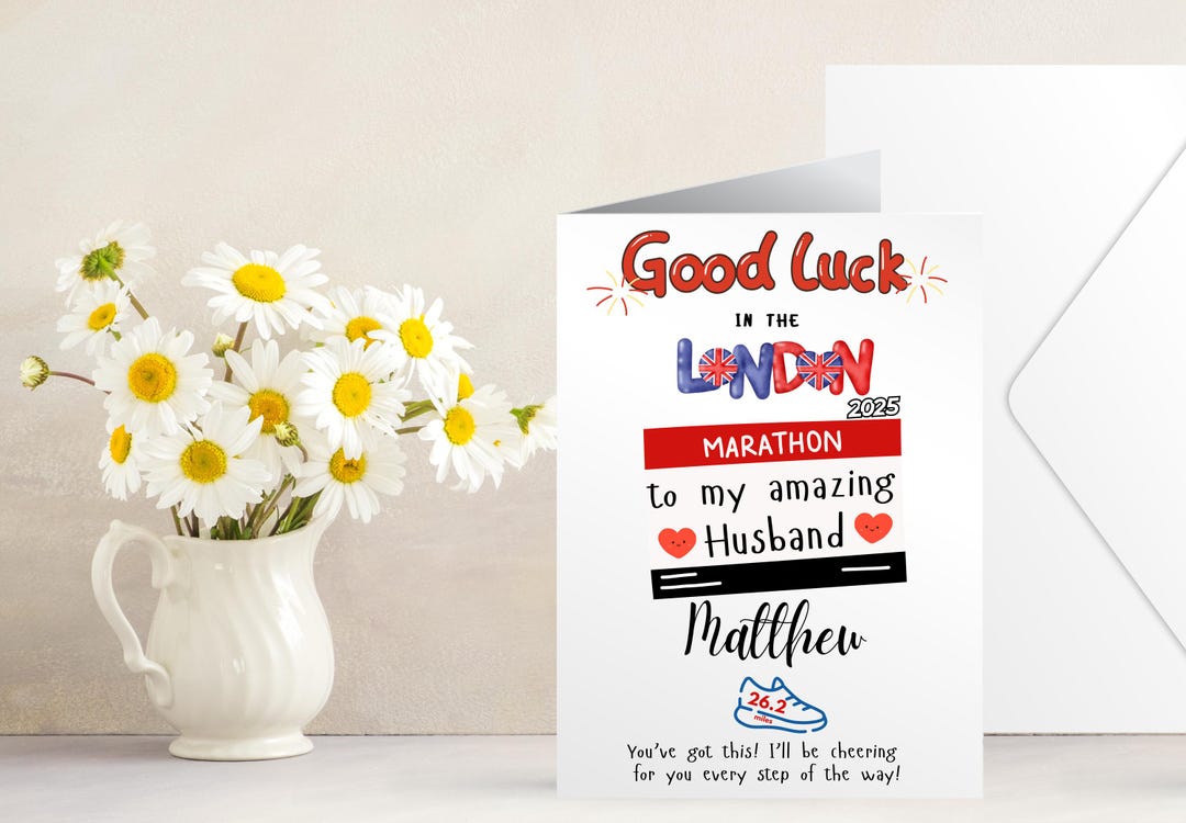 Husband Customized London Marathon Card Good Luck Card Support for ...