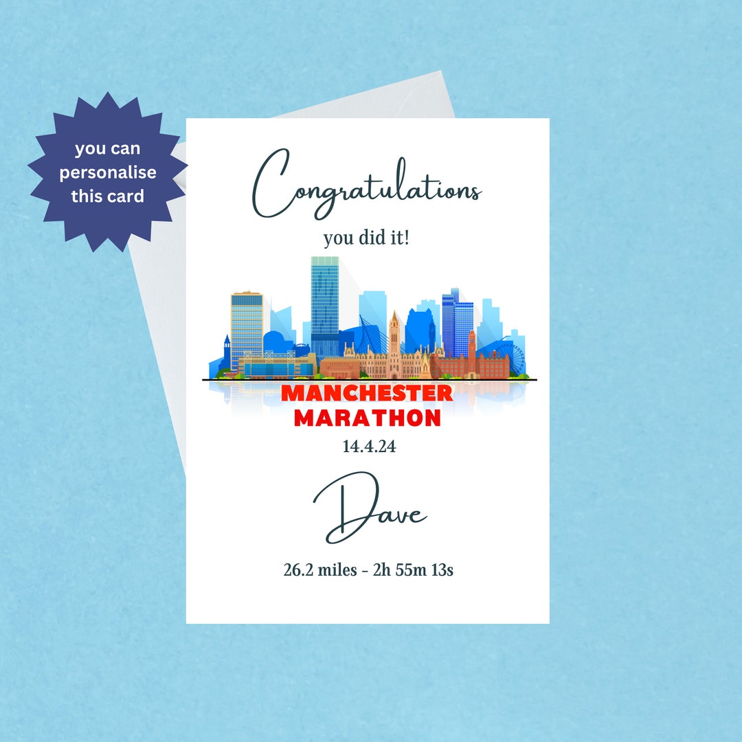 Congratulations Manchester Marathon Card Good Luck Manchester Marathon ...