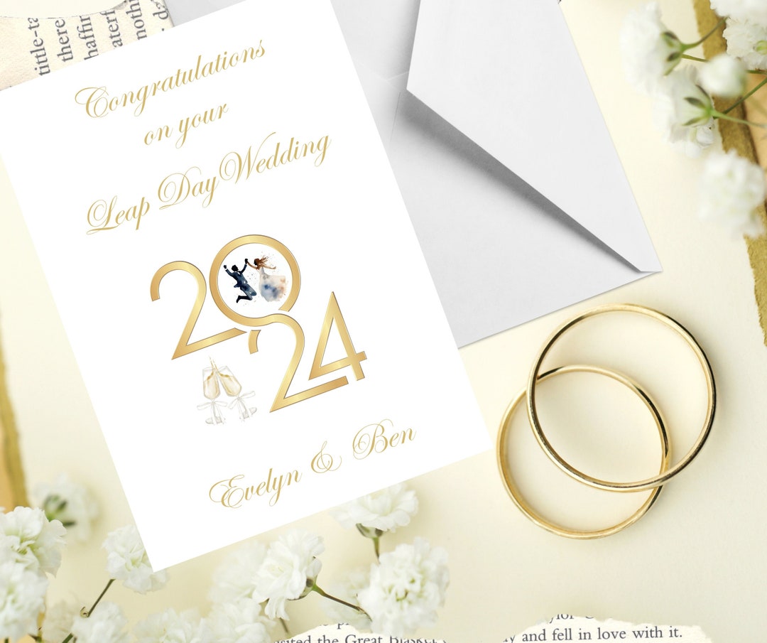 Leap Day 2024 Wedding Card Wedding Day on Leap Day 29th February 2024 ...