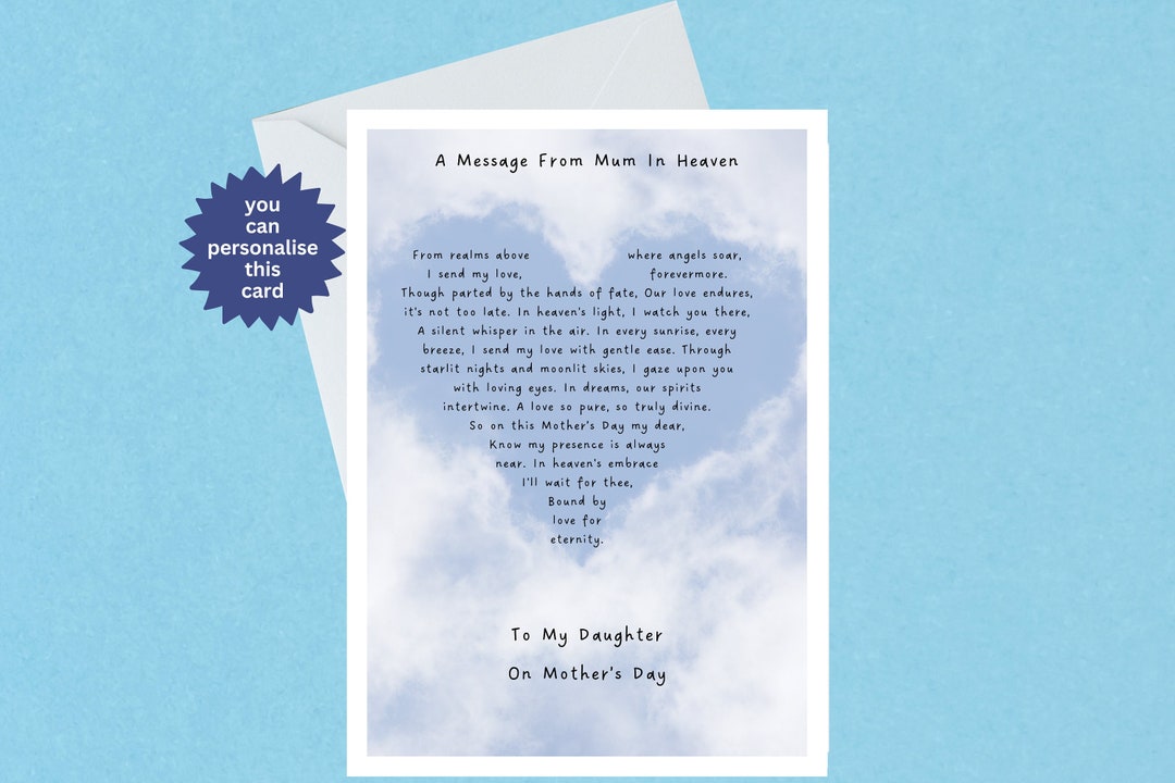 Mothers Day Message From Mum in Heaven to Son / Daughter - With ...