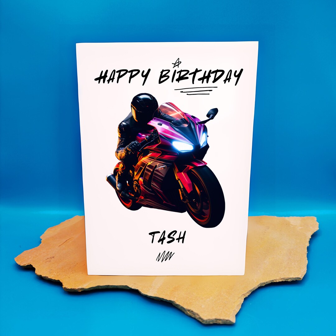 Customised Motorbike Birthday Card; Custom Motorbike Birthday Card for ...