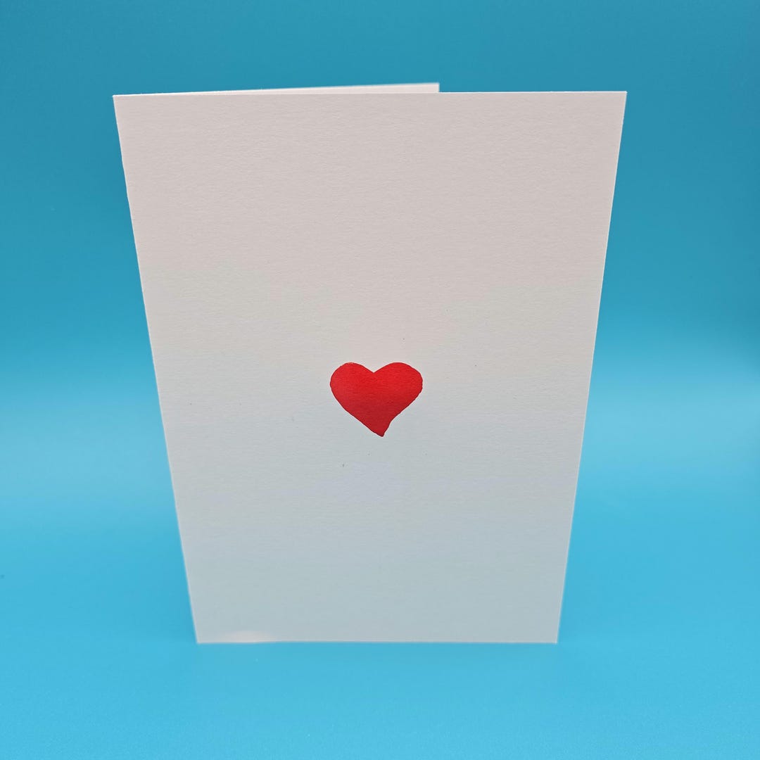 Hand-painted Red Heart Card Watercolour Original Heart Valentine Card ...