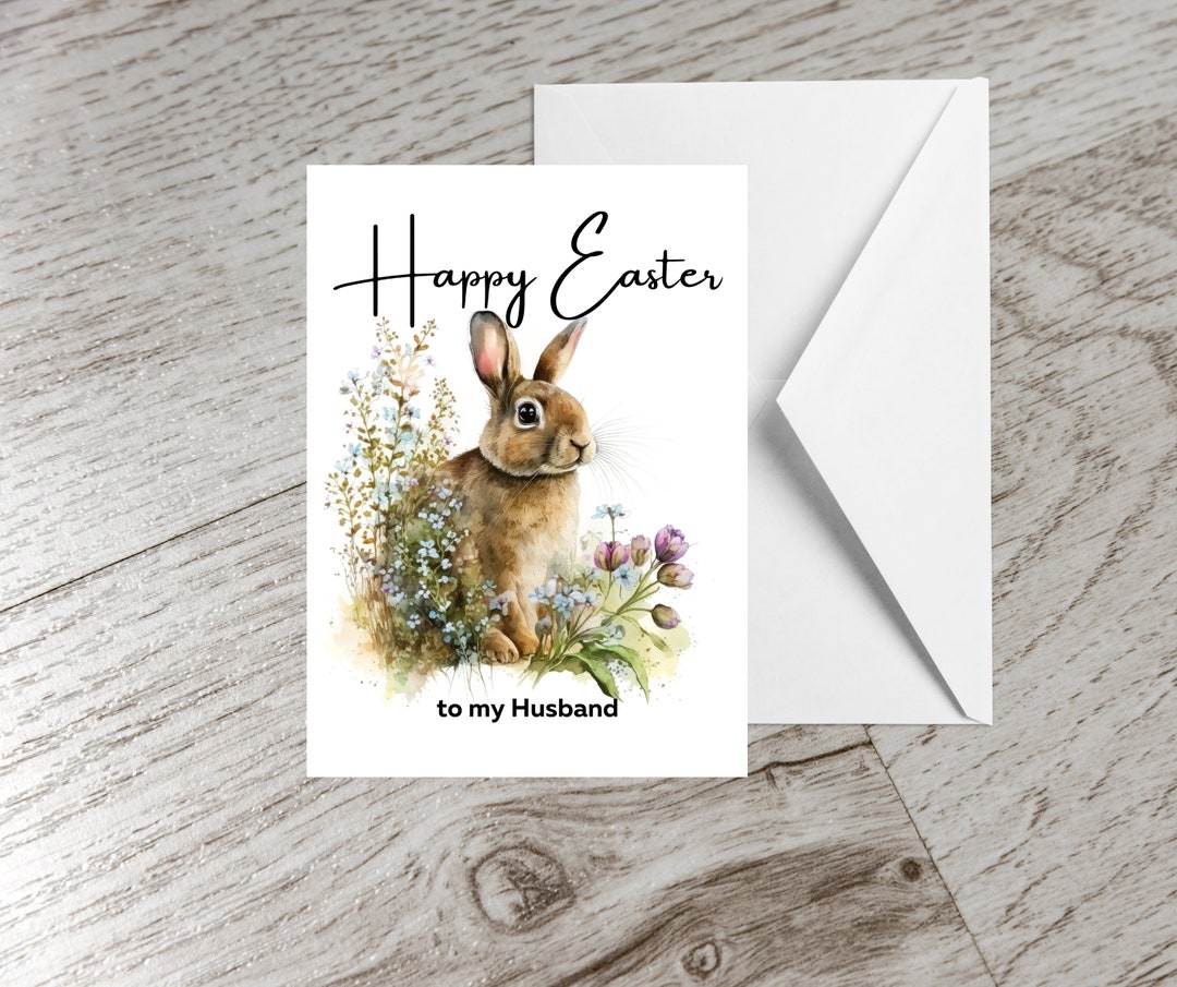 Happy Easter to My Husband Easter Card Rabbit Greeting Card - Etsy