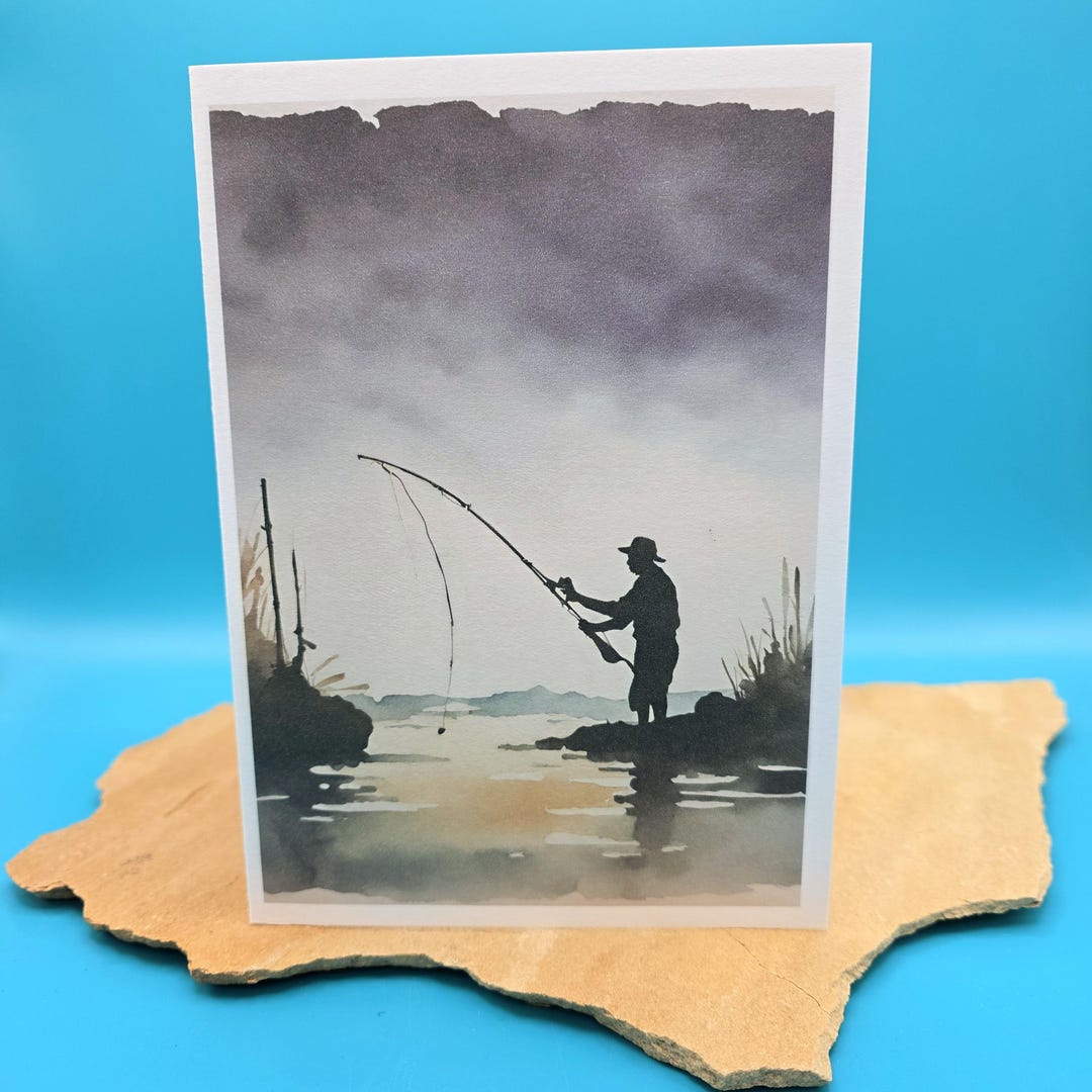 Fisherman Fishing Card Fishing Birthday Card Angler Card Handmade Blank ...