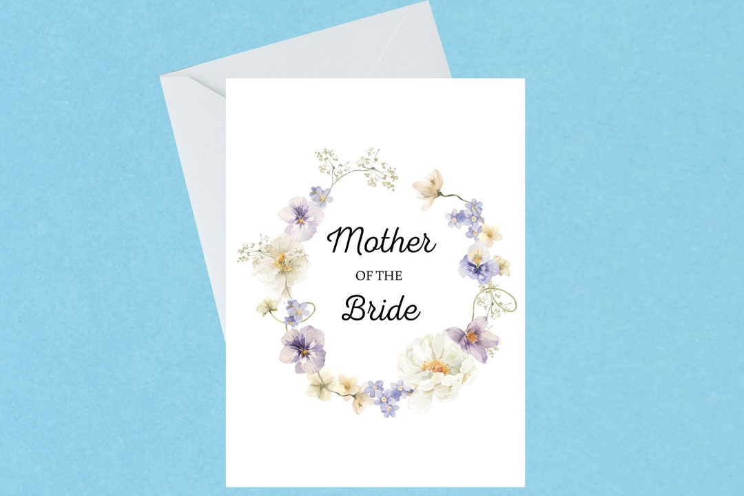 Mother of the Bride Card - Wedding Card - Floral Heart Wreath ...