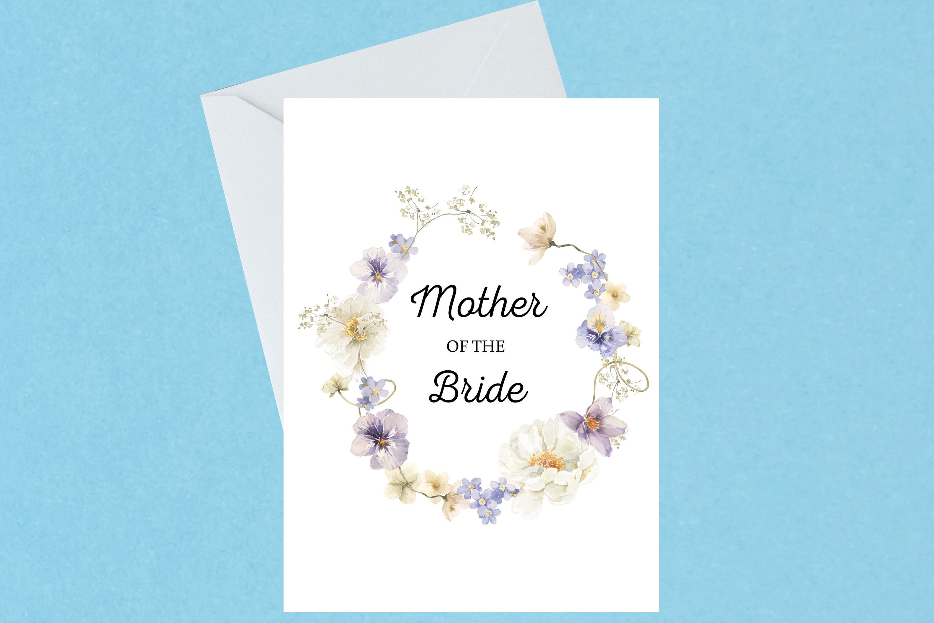 Mother of the Bride Card Wedding Card Floral Heart Wreath Envelope ...