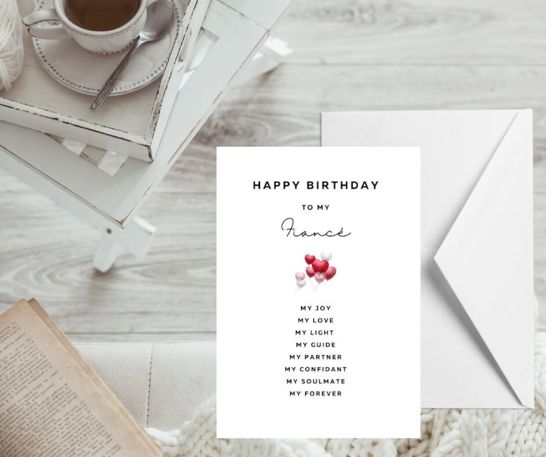 Fiancé Birthday Card, Romantic Modern Love, Happy Birthday Fiance Card ...