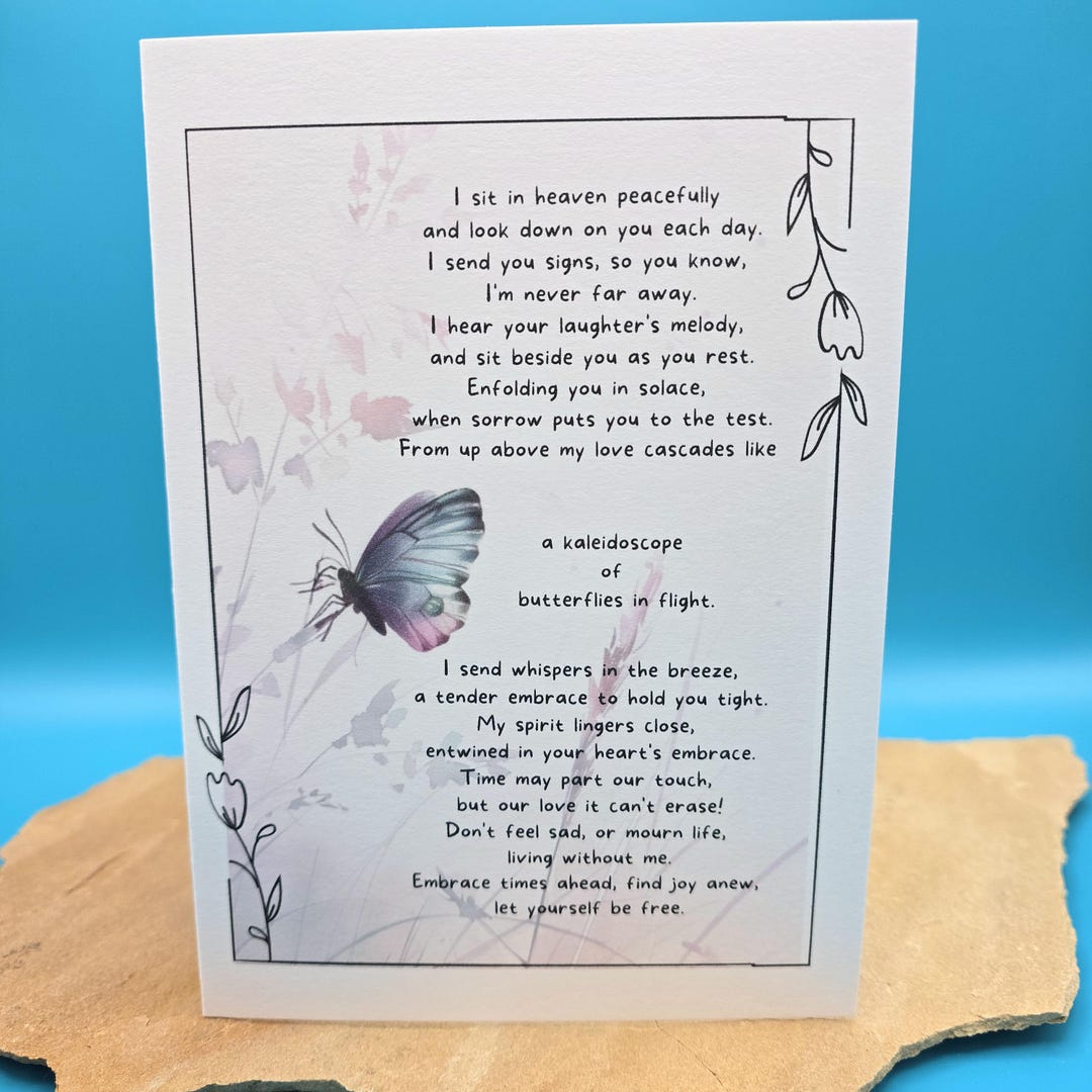 A Message From Heaven Butterfly Bereavement Card - in Memory of Someone ...