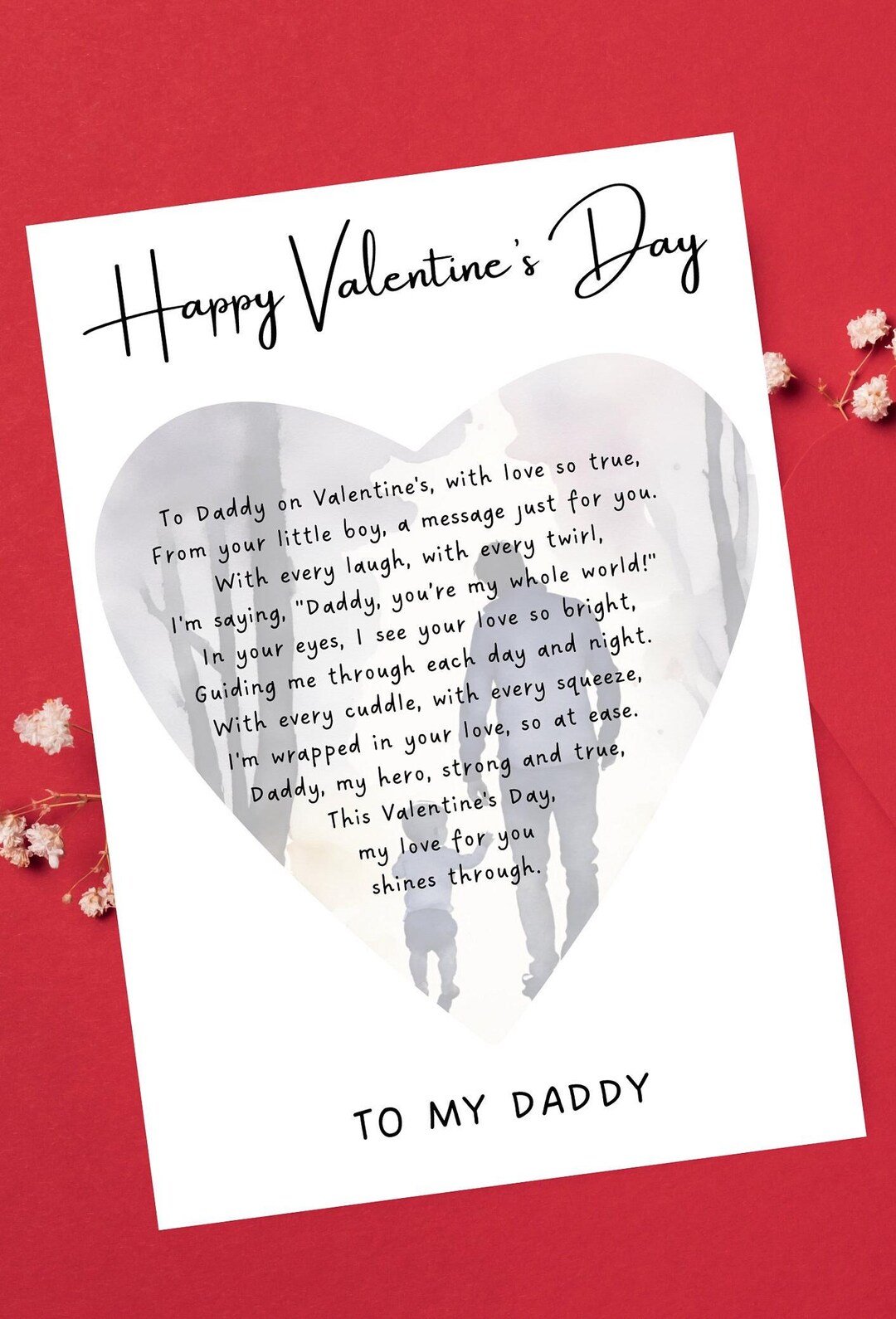 Daddys Little Boy Valentines Day Card / Personalised Card for My Daddy ...