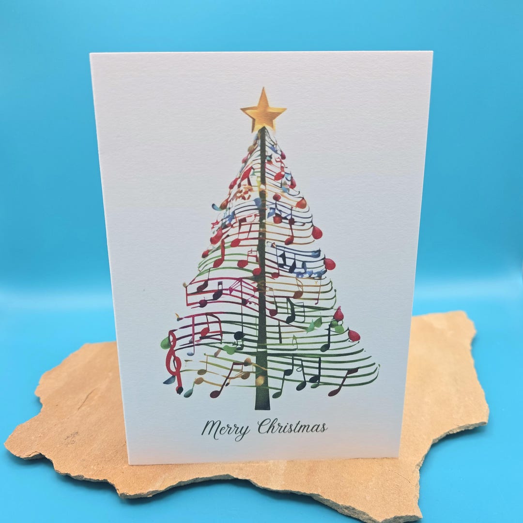 Musical Note Tree Christmas Card; Personalised Music-themed Christmas ...
