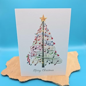 Musical Note Tree Christmas Card; Personalised Music-themed Christmas ...