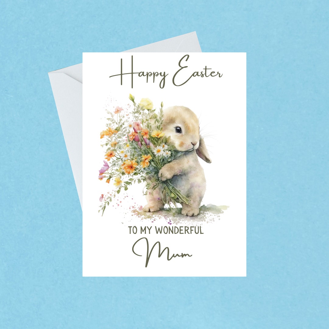 Customisable Easter Bunny Card - Personalised Easter Card - Rabbit ...